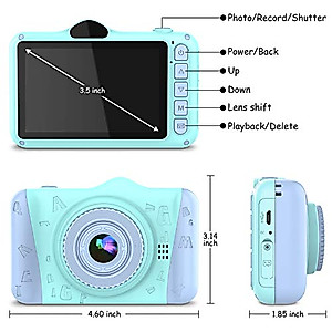 Coolwill Kids Camera for Girls & Boys, 12MP 1080P FHD Digital Camera with 3.5 inch Large Screen & 8X Digital Zoom, Children's Birthday Gifts, Kids Selfie Camera Come with 32G TF Card