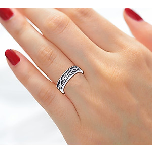 US Jewels Ladies 925 Sterling Silver Crown of Thorns Ring, Size 6