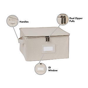 Covermates Keepsakes - Zip-Top Storage Box - Heavy Duty Polyester- Reinforced Handles - Stackable Design - Indoor Storage-Beige Heather