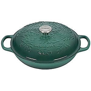 Le Creuset Olive Branch Collection Enameled Cast Iron Signature Braiser, 3.5 qt., Artichaut with Embossed Lid