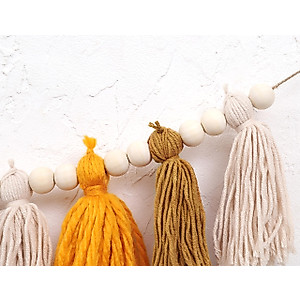 Boho Tassel Garland - 1st Birthday High Chair Banner, Boho Sun Banner, Wall Decoration for Dorm, Boho Garland with Wood Beaad, Yarn Garland, Wall Hanging for Girls Room, Nursery Baby Shower Classroom