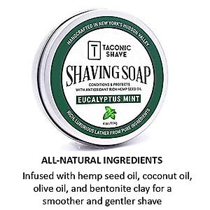 Taconic Shave Barbershop Quality Shaving Soap for Men & Women with Anti-Oxidant Rich Oils – Moisturizing Shaving Soap for All Skin Types (Eucalyptus)
