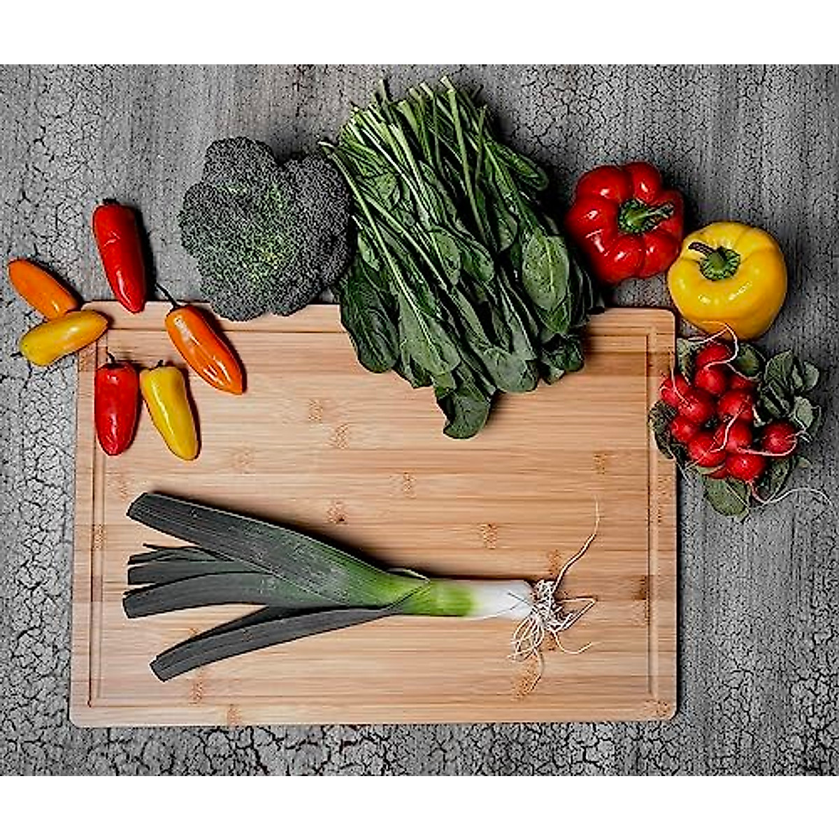 Extra Large Organic Bamboo Cutting & Charcuterie Board with Juice Groove & Reversible