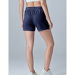 5-Pack Womens Athletic Shorts Mesh Basketball 5" Inseam Ladies Active Sports Set with Zipper Pockets (Set 2, Large)