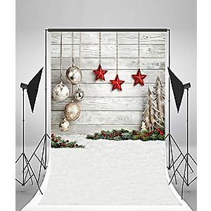 Leyiyi 3x5ft Photography Background Merry Christmas Backdrop Snowflake Sunlight Magic Star Balls Cold Winter Snowcovered Fir Pane White Redberry Needle Happy New Year Photo Portrait Vinyl Studio Prop