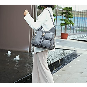 MKF Collection Shoulder Bag for Women, Handbag Purse Top-Handle Hobo Bag Crocodile-embossed Vegan Leather Purse