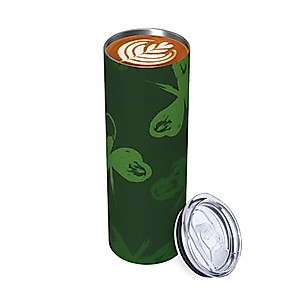 AFHYZY 20 oz Skinny Tumbler Reusable Coffee Travel Mug with Lids and Straws, Insulated Coffee Cups 20oz Stainless Steel Water Bottles Leak Proof for Office - St. Patrick's Day
