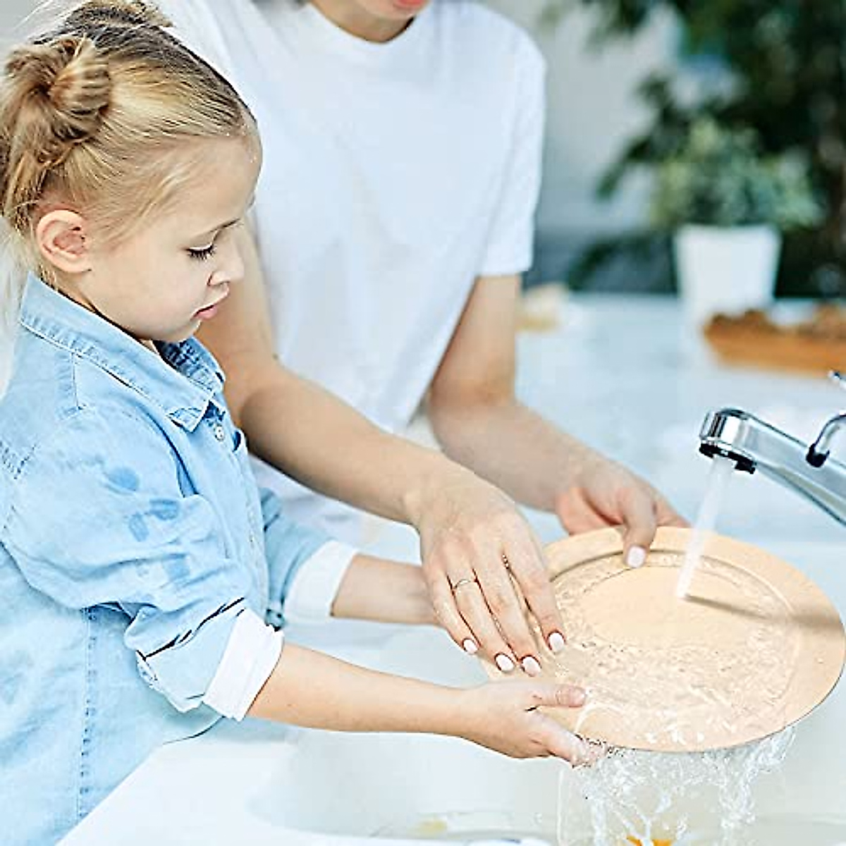 shopwithgreen 10 Inch Wheat Straw Dinner Plates, Unbreakable Sturdy Plastic Dinner Plates, Microwave and Dishwasher Safe