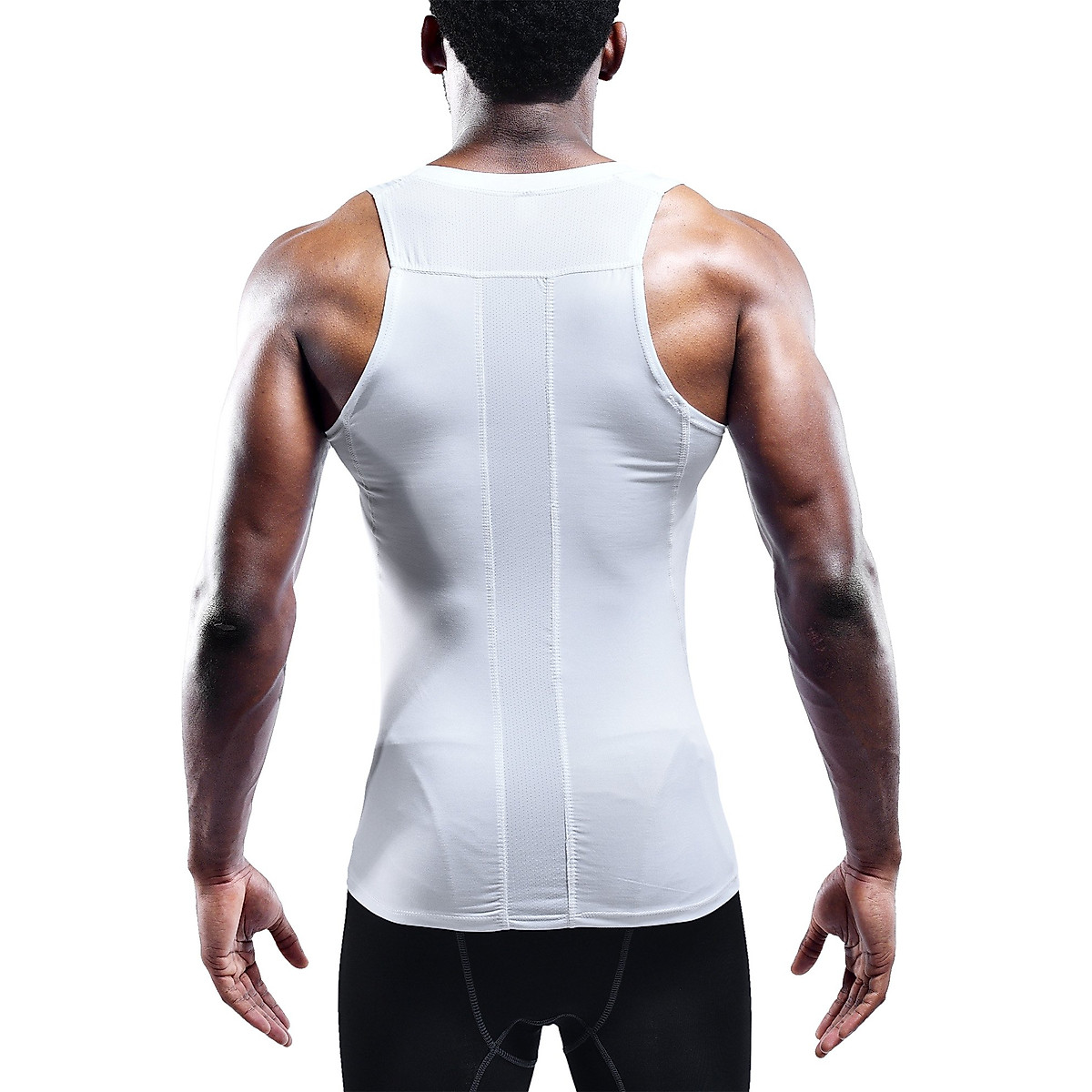 NELEUS Men's 3 Pack Mesh Compression Tank Top Athletic Base Layer,802,White,M,EUR L