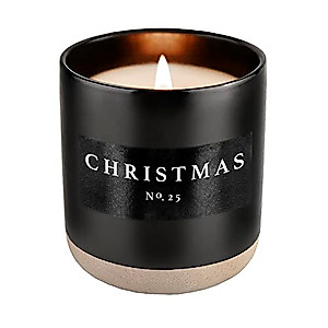 Sweet Water Decor Christmas Soy Candle | Apple Cider, Cinnamon, Fresh Cut Christmas Tree, and Cookies Scented Candles for Home | 12oz Black Stoneware Jar, 60+ Hour Burn Time, Made in the USA