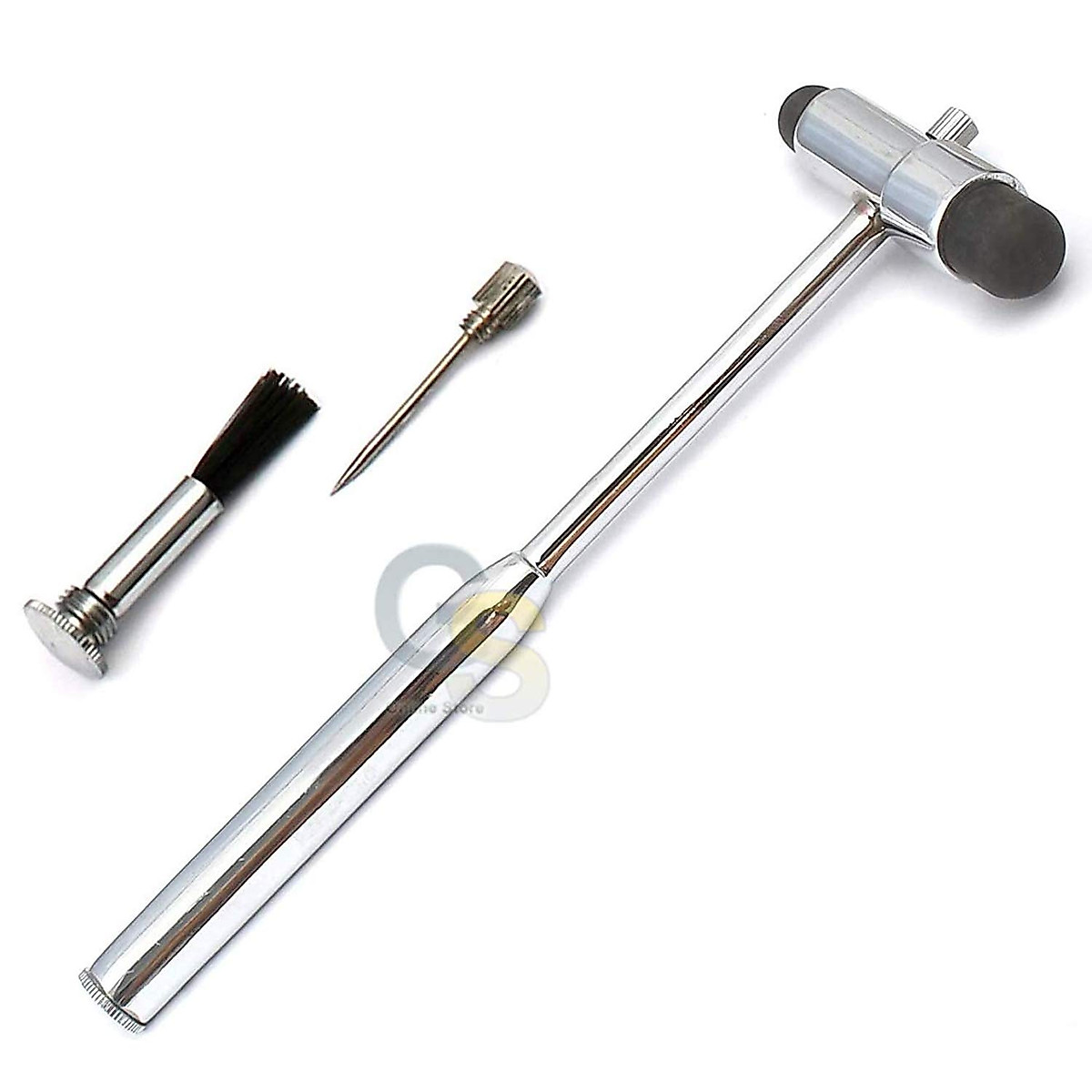 G.S Babinski Buck Neurological Reflex Hammer with Built-in Brush for Cutaneous and Superficial Responses - Free-parts-for-life & - Black