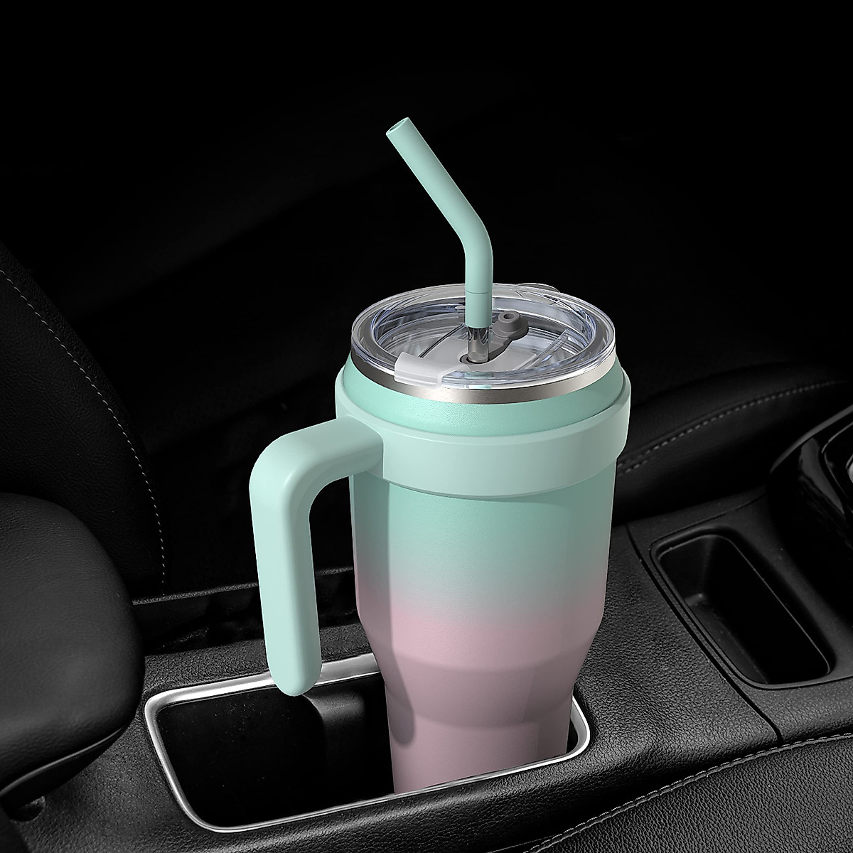 Zenbo 40 oz Tumbler with Handle–Stainless Steel Vacuum Insulated Mug Cup with Handle,Lid and Straw,Keeps Drinks Cold up to 34 Hours – Sweat-Proof Body, Dishwasher Safe