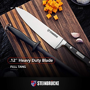 STEINBRÜCKE Chef Knife 10 Inch, Sharp Kitchen Knife Forged from German High Carbon Stainless Steel with Ergonomic Handle and Full Tang, Versatile Cooking Knife for Home Gourmet Restaurant