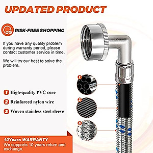 Beaquicy Washer Stainless Steel Hoses with 90 Degree Elbow - 4 Ft Long Red and Blue (2 Pack) Burst Proof - Hot and Cold Striped Water Supply Lines for Washing Machine - 10YEAR WARRANTY