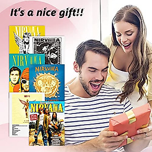 TRANSFIX Nirvana Band Posters - Set of 6 Pcs Unframed Canvas Prints Rock Posters Vintage Band Posters 8 * 10" Music Posters Rock N Roll Posters for Men Women Teens Boys Fans Music Lovers