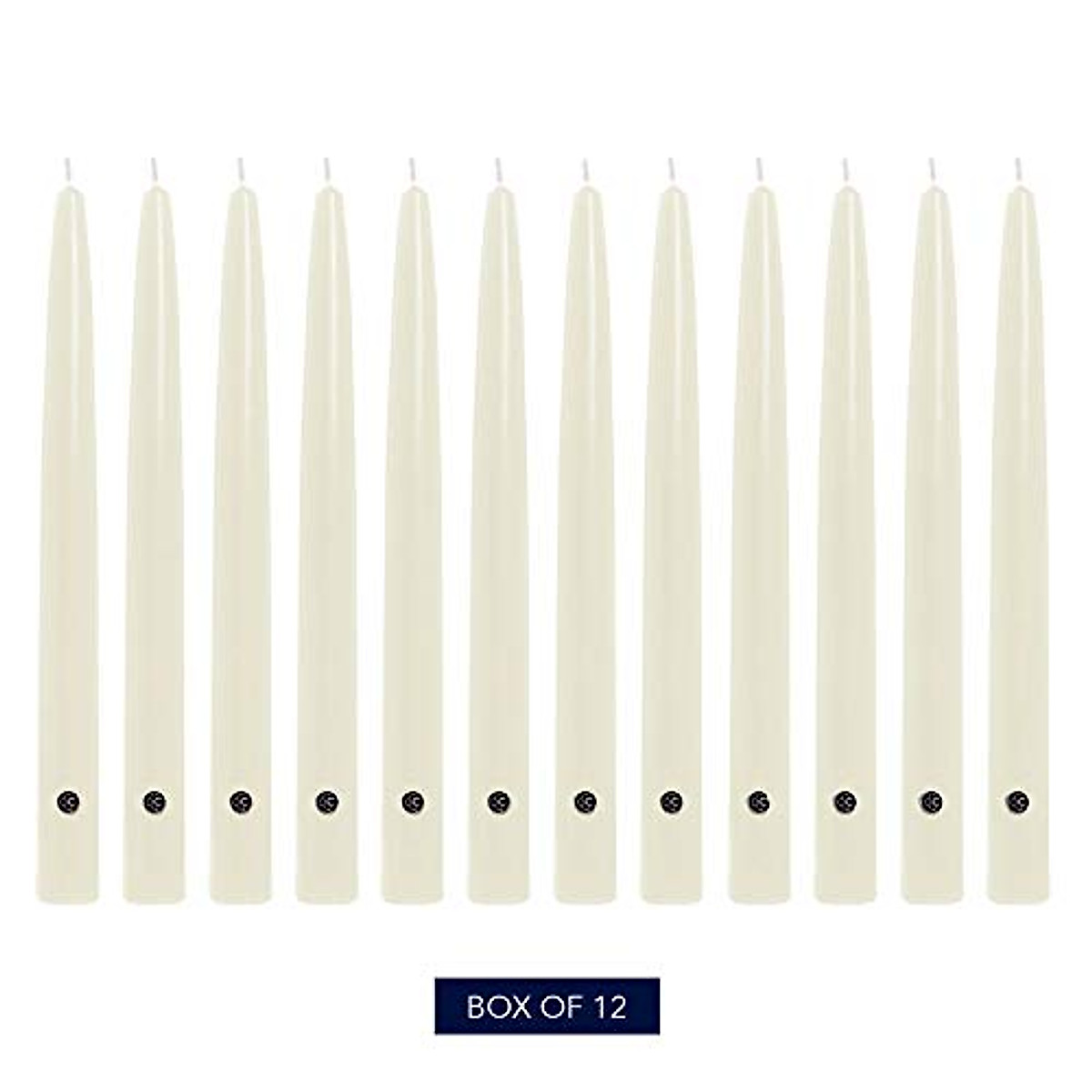 Colonial Candle Unscented Taper Candle, Handipt Collection, Ivory, 10 In, Pack of 12 - Up to 8 Hours Burn