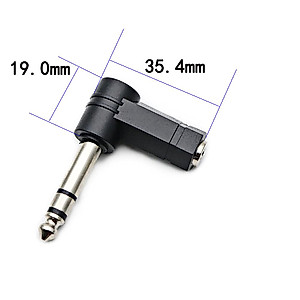 rgzhihuifz 3.5mm 1/8" Stereo Female to 6.35mm 1/4" Male 90° Angle Audio Adapter 2-Pack