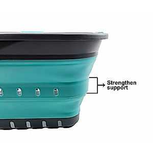 SAMMART 42L (11 gallon) Set of 2 Collapsible Plastic Laundry Basket - Foldable Pop Up Storage Container/Organizer - Portable Basket - Space Saving Hamper/Basket (Alloy Grey + Crystal Blue)