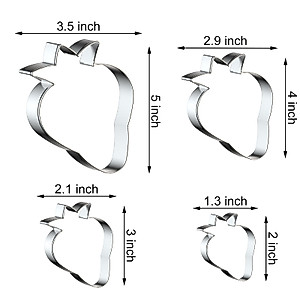 Strawberry Cookie Cutter Set with Assorted Sizes - 5 inch, 4 inch, 3 inch, 2 inch - Fruit Cookie Cutters Fondant Molds - Stainless Steel