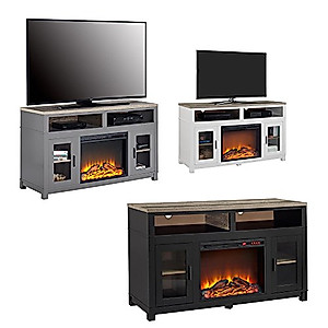 Ameriwood Home Carver Electric Fireplace TV Stand for TVs up to 60" Wide, White