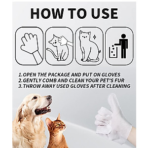 Pet Glove Wipe, Cleaning Glove for Dog and Cat, Fur Face, Ear, Eye, Paws Cleaning Wipes, Pet Wash Free Gloves, Cleaning Grooming Wipes for Daily Care and Traveling, No Rinse, Gentle, Thickened, 6PCS