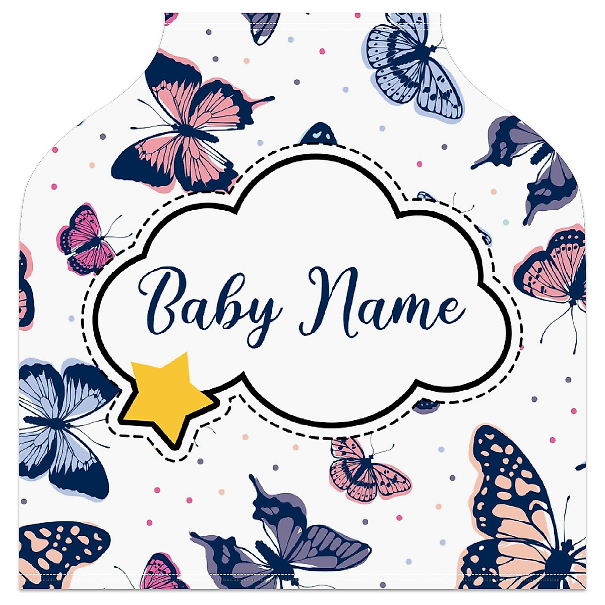 Baby Car Seat Stroller Covers Custom Name Cartoon Butterfly Nursing Cover Breastfeeding Scarf Soft Breathable Stretchy Coverage Carseat Canopy Cover for Boys and Girls Multi Use