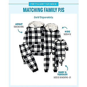 The Children's Place Kids One Piece Family Matching, Christmas Pajama Sets, Fleece, Black/White Check, Small