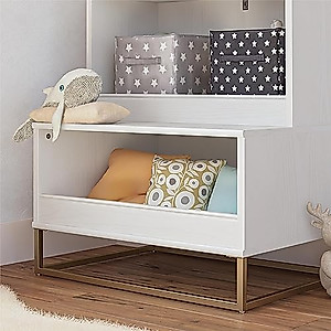 Little Seeds Charlie Kids Multi-Use Toy Storage Organizer & Bookcase, White with Golden Bronze