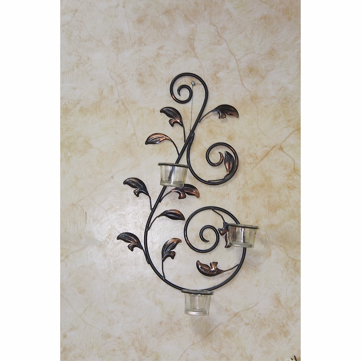 Hosley Iron Leaf Wall Sconce Set with Tealights 18" High Large Scale Wall Decor Elegant Iron Sconces for Home Decorative Metal Leaf Design Perfect for Modern