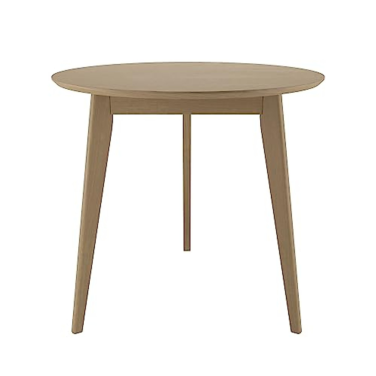 DAIVA CASA Orion Light 31 inch 3 Legs Round Table for 3 Person - Birch Solid Wood Kitchen & Dining Room Furniture - Mid Century Modern Scandinavian Style – Brown Table for Small Space