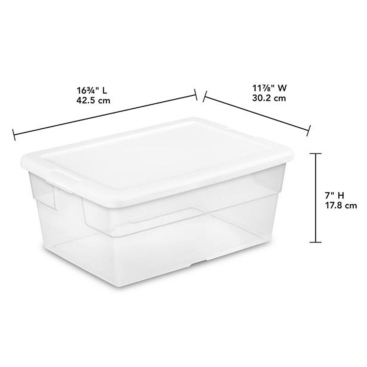 Sterilite? 16 Quart Basic Clear Storage Box with White Lid