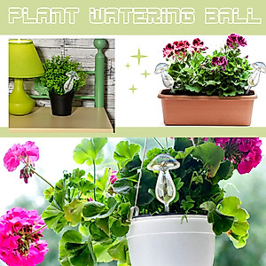 meekoo Plant Watering Globes 10 Pack Iridescent Rainbow Clear Glass Planter Insert Plant Watering Devices for Indoor Outdoor(Mushroom)