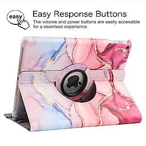 Rotating Case for 9th Generation Case 2021 / iPad 8th Generation 2020 / 7th Generation 10.2" 2019, 360 Degree Rotating Multi-Angle Viewing Folio Stand Case with Auto Sleep/Wake Feature (Pink Marble)