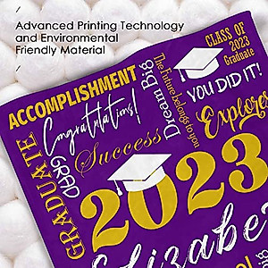 Personalized Graduation Blanket for Her Him, Class of 2023 Bed Blanket The Future Belongs to You 2023 Grad Purple Throw Blanket for Senior 2023 High School College Graduating Decoration 50x60