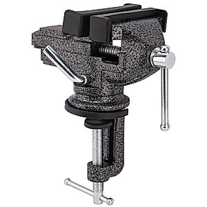 Universal Table Vise 3 Inch, Home Vise Clamp-on Portable Bench Clamp, 360° Swivel Base Clamps Fixed Tool for Woodworking, Handcraft Creations, Metalworking, Cutting Conduit, Drilling, Sawing (Black)