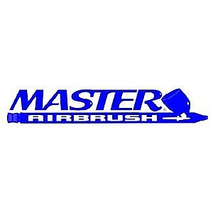 Master Airbrush (Pack of 10) TB-002 Empty 3/4 Ounce (22cc) Glass Jar Bottles with 30° Down Angle Adaptor Lid Assembly - Fits Dual-Action Siphon Feed Airbrushes, Use with Master, Badger, Paasche, Iwata