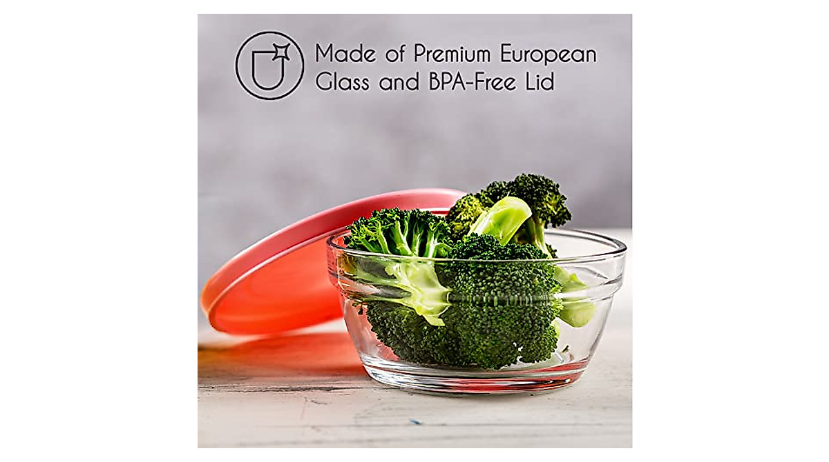 Small Glass Storage Containers with Lids - Stackable & BPA Free
