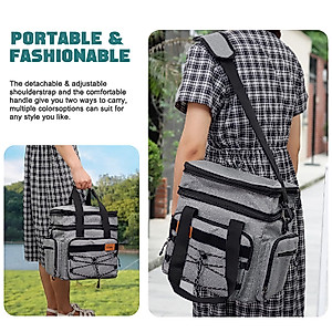 Lunch Bag for Women/Men,2-Tier Reusable Insulated Lunch Box with Adjustable Shoulder Strap, Leakproof Tote Bag Organizer for AdultsTactical Simple Modern Cooler Lunch Box for Work Picnic,Gray