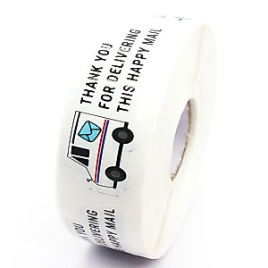 Muminglong 1.5 Inch Thank You for Delivering This Happy Mail Sticker,Mail Carrier Sticker,Happy Mail for The Postman, Mail Man,Thank You Sticker,Packaging Sticker, 500 PCS