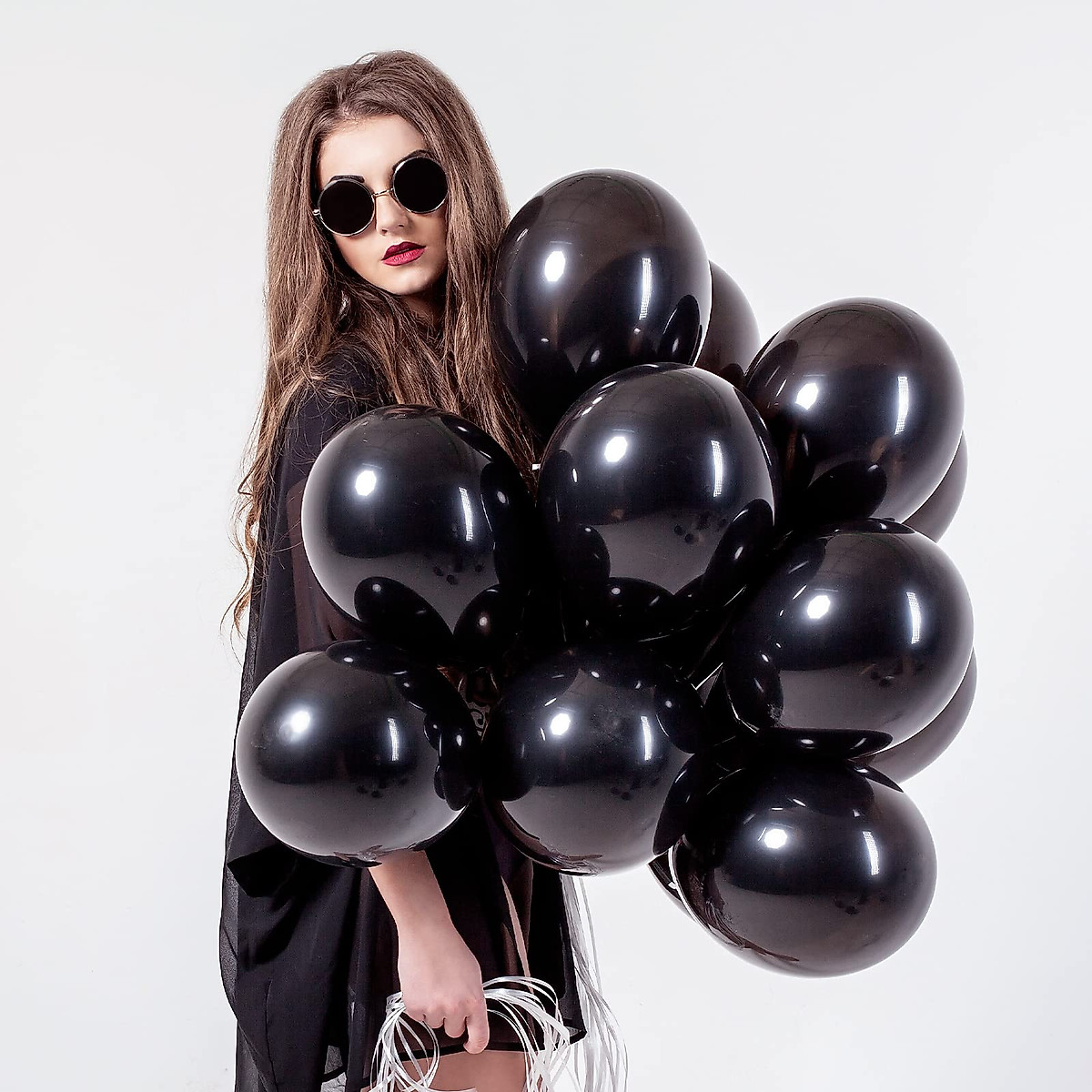 RUBFAC Black Balloons Different Sizes 105pcs 5/10/12/18 Inches for Garland Arch, Premium Party Latex Balloons for Happy New Year Decorations 2024 Birthday Wedding Holiday Balloon Party Decoration