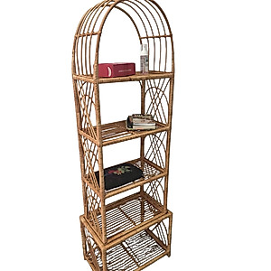 Wicker Shelf Rattan 5-Shelves Bookcase Bookshelf, 67 inches Tall, for Living Room