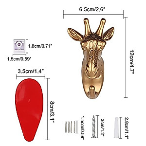bouti1583 Single Giraffe Head Wall Hanger Coat Hat Hook Animal Shaped Decorative Gift Gold
