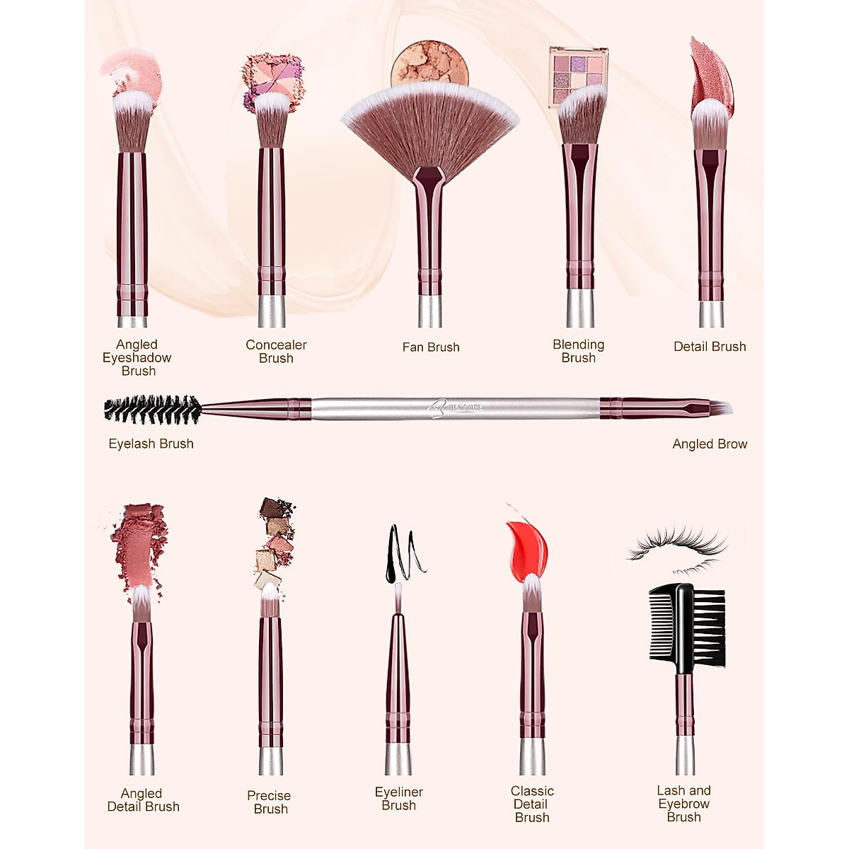 Makeup Brushes Makeup Brush Set, BESTOPE PRO Makeup Brushes Kit, 16Pcs Professional Makeup Brush Set for Eye and Face, Foundation Powder Concealers Blush Eyeshadow Brush Make UP Brushes Kit Champagne