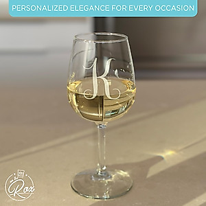 Monogrammed A-Z Wine Gifts for Women - 12.75 oz Engraved Personalized Wine Glass- Funny Wine Lover Monogram Gifts for Women - Unique Wine Glasses Gift Set (K)