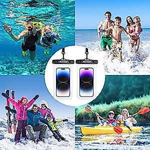 Hiearcool Universal Waterproof Phone Pouch, Waterproof Phone Case Compatible for iPhone 14 13 12 11 Pro Max XS Plus Samsung Galaxy S22 Cellphone Up to 7.2", IPX8 Cellphone Dry Bag for Vacation-4 Pack