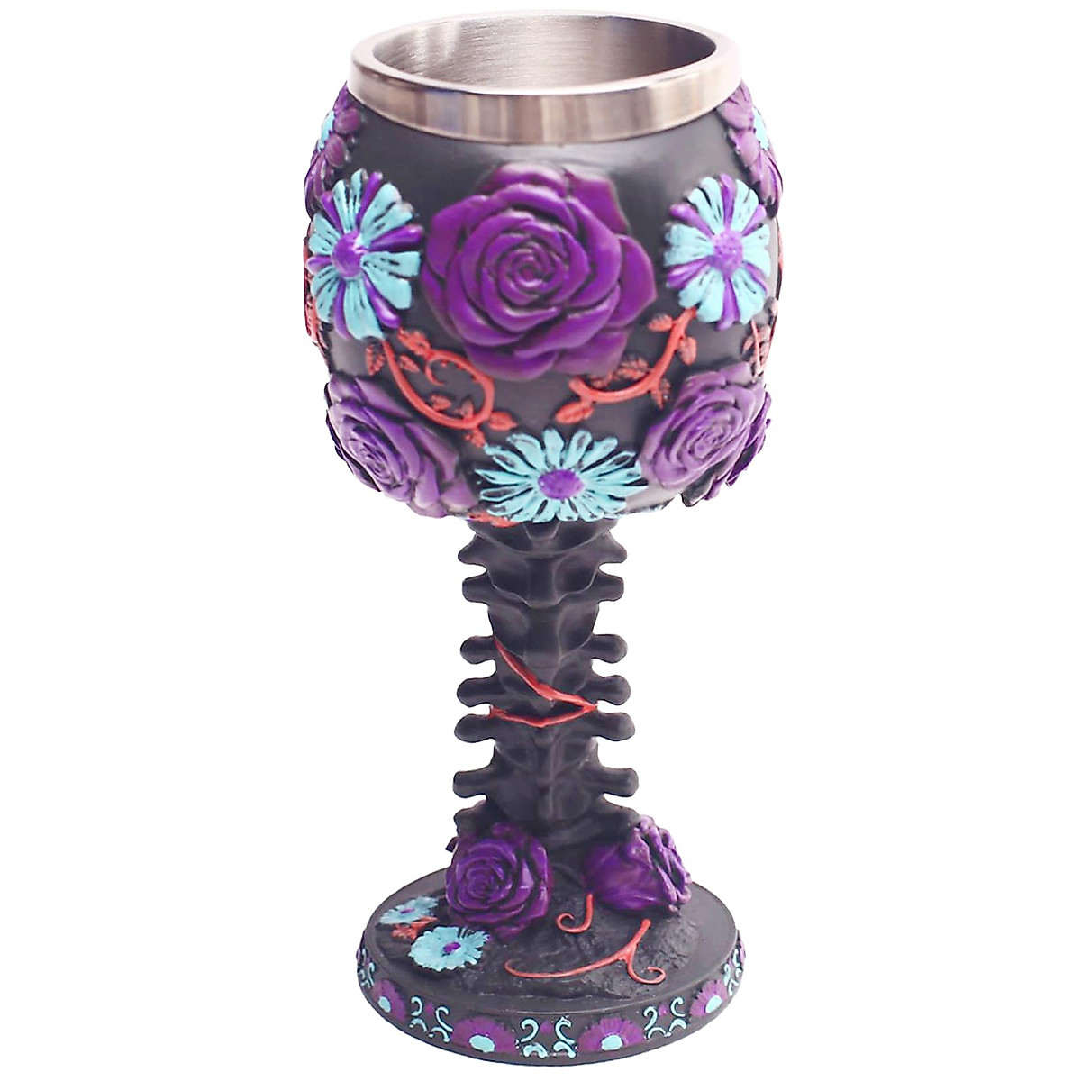 Novelty Skull Wine Goblet Gothic Ossuary Palm Skull Skeletal Bones Armor Wine Cup Resin Body Goblet Drinking Cup Party Drinkware Halloween Decor Accessories for Party (Skull Purple)