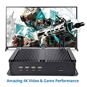 IDEARACE Silent Gaming PC, Intel i5 CPU Personal Computer, 8GB RAM, 512GB SSD, 4xCOM RS232, 2xNICs, HD&VGA, Metal Case, W-11 Pro