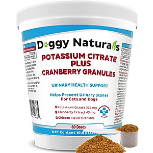 Potassium Citrate Plus Cranberry Granules 300gm for Cats and Dogs - Urinary Tract Support-Helps Deter Formation of Calcium Oxalate Stones - Deters Bladder & Kidney Stones (Made in U.S.A)