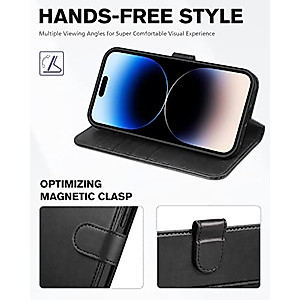 TUCCH Case for iPhone 14 Pro Max Wallet Case, [RFID Blocking] 4 Card Holder Stand [Shockproof TPU Interior Case] PU Leather Magnetic Protective Flip Cover Compatible with iPhone 14 Pro Max 6.7", Black