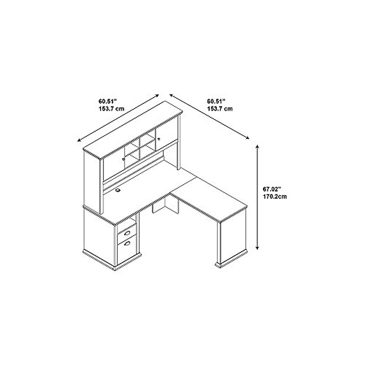 Bush Furniture Yorktown L Shaped Desk with Hutch in Antique Cherry